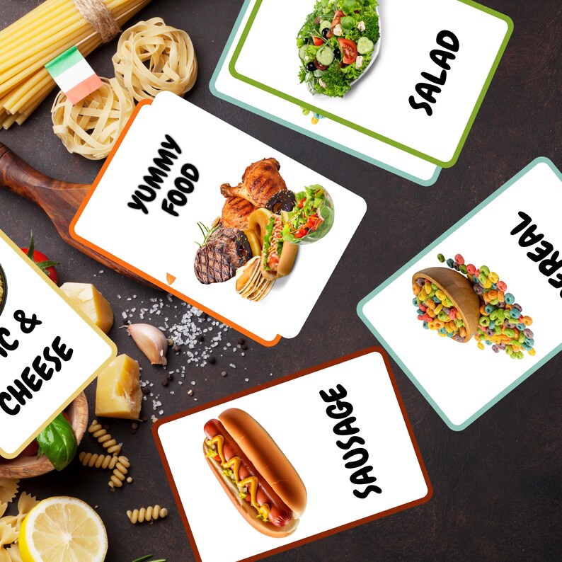 Flashcards Bundle Fruits Vegetables & Yummy Food | Real Photo Learning ...