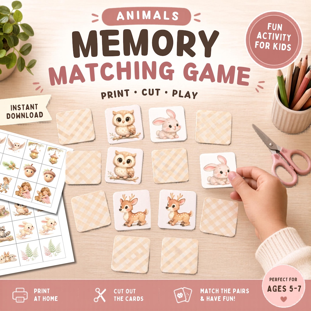 Woodland Animals Memory Matching Game | Printable Kids Game | Toddler ...