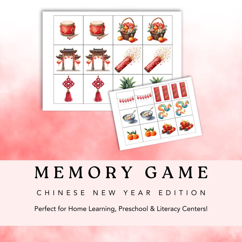 Lunar New Year Memory Game – Printable CNY Matching Activity (preschool ...