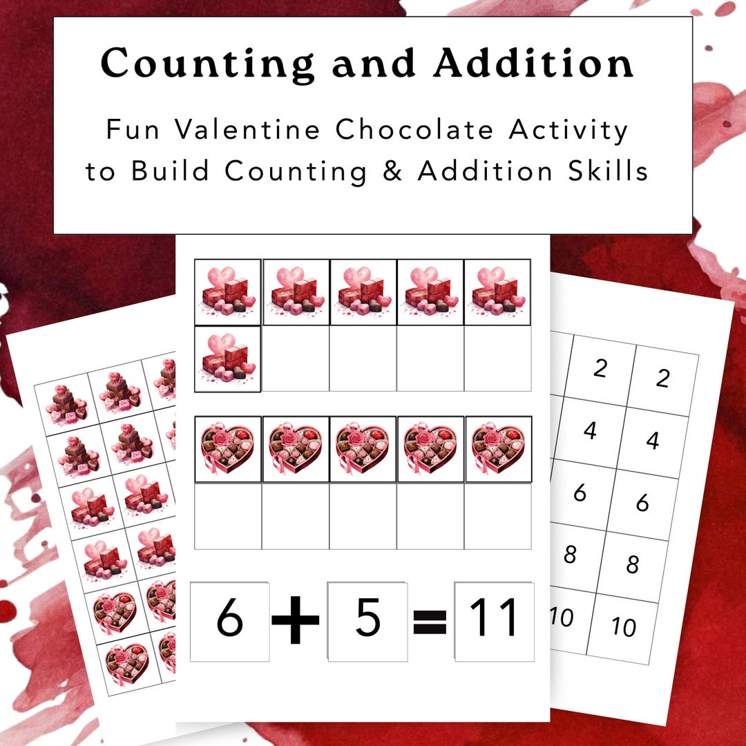 Valentine Chocolate Addition Game | Preschool Math Printable (PDF ...