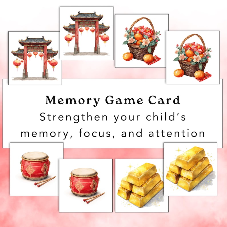Lunar New Year Memory Game – Printable CNY Matching Activity (preschool ...