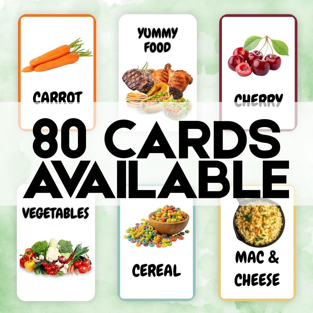 Flashcards Bundle Fruits Vegetables & Yummy Food | Real Photo Learning ...