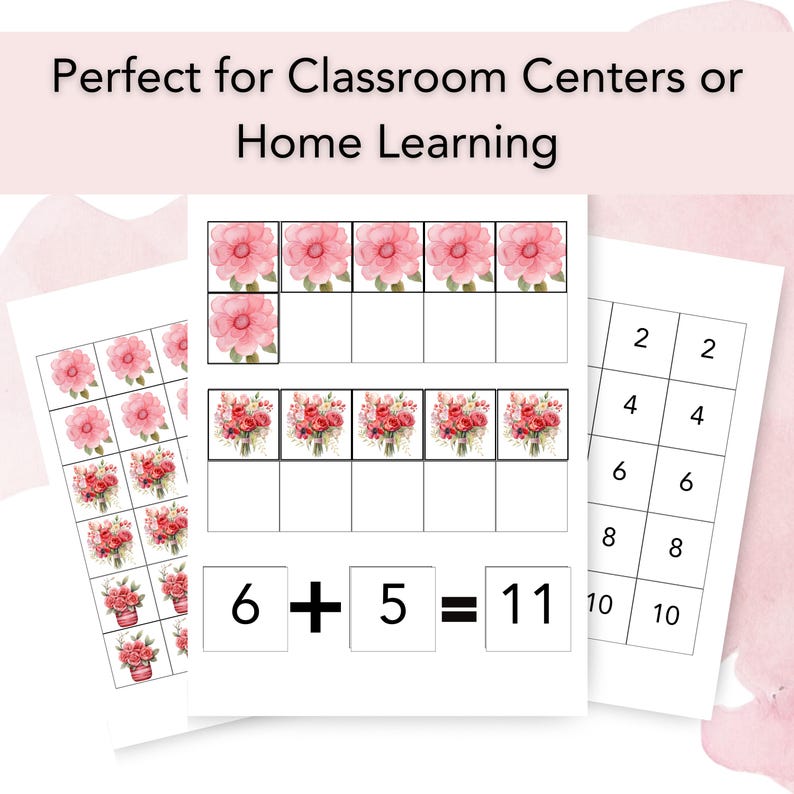 Valentine's Day Addition Game | Flower Math Printable (PDF Download) - Etsy