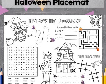 Halloween Activity Sheet Placemat | Fun Printable for Parties ...
