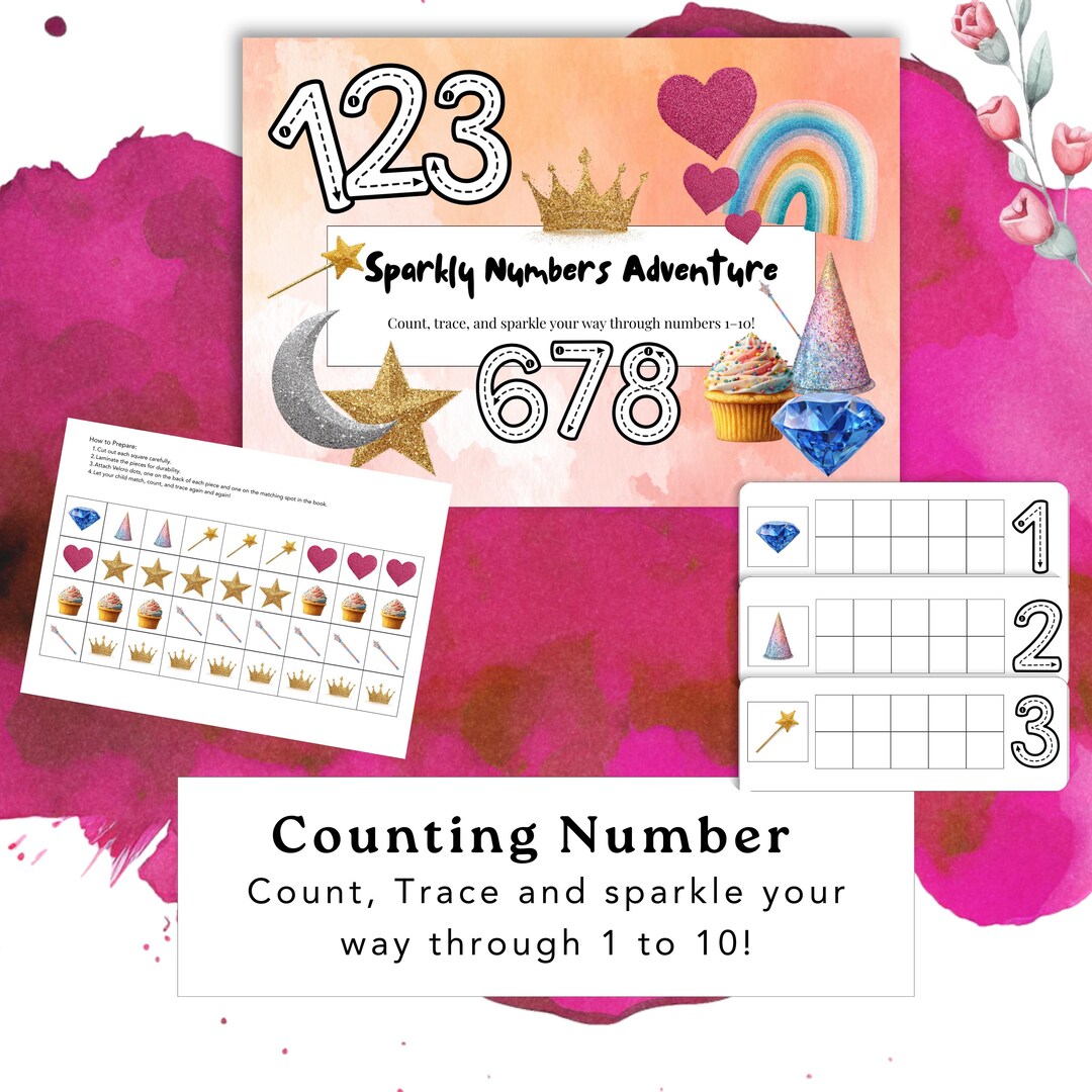 Counting Numbers 1–10 Busy Book Printable | Glitter Number Tracing and ...