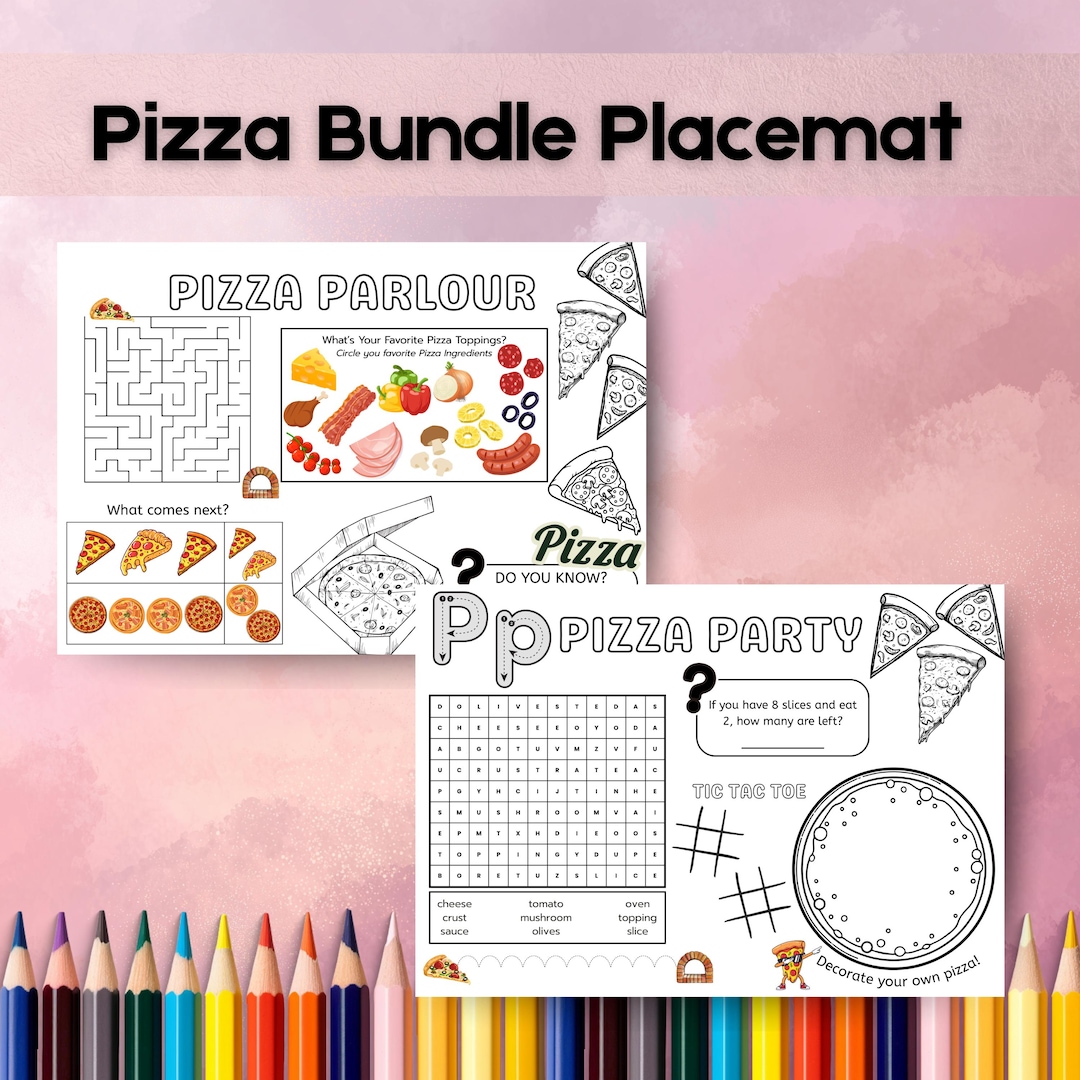 Pizza Placemat Bundle | Printable Kids Activity Mats for Kids, Toddlers ...