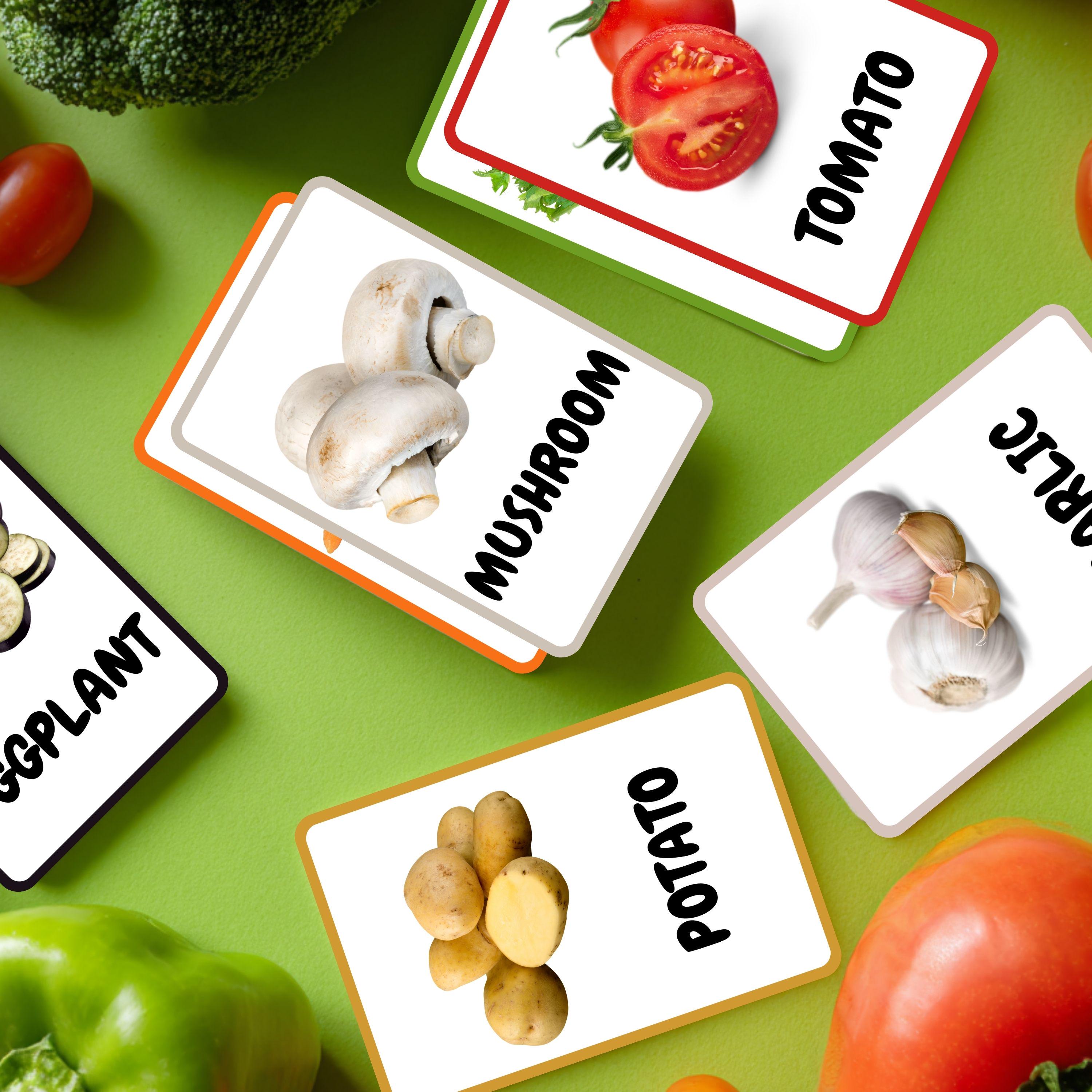 Flashcards Bundle Fruits Vegetables & Yummy Food | Real Photo Learning ...