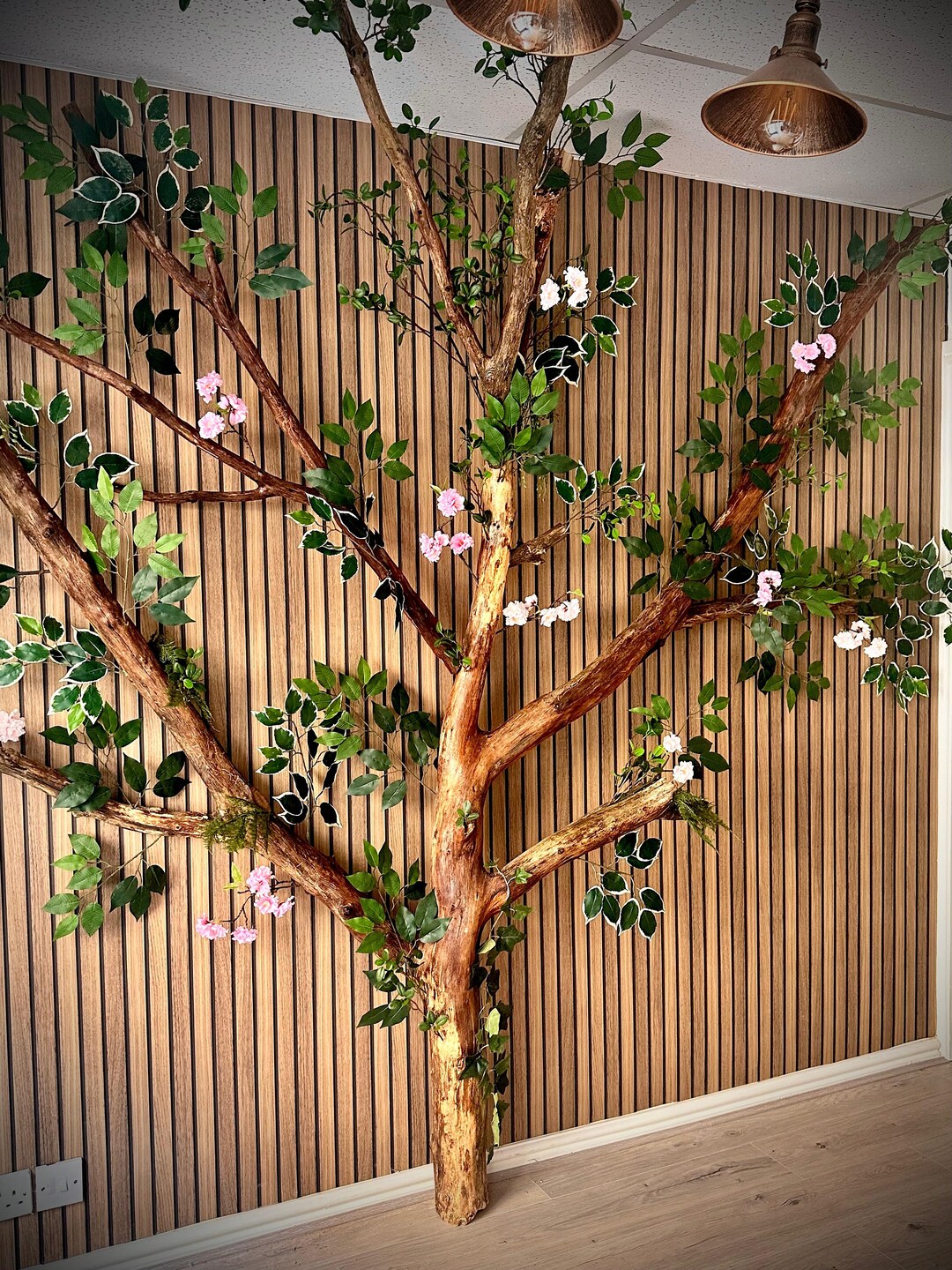 Real Tree Trunk and Branches Installation, Artificial Flowers and ...