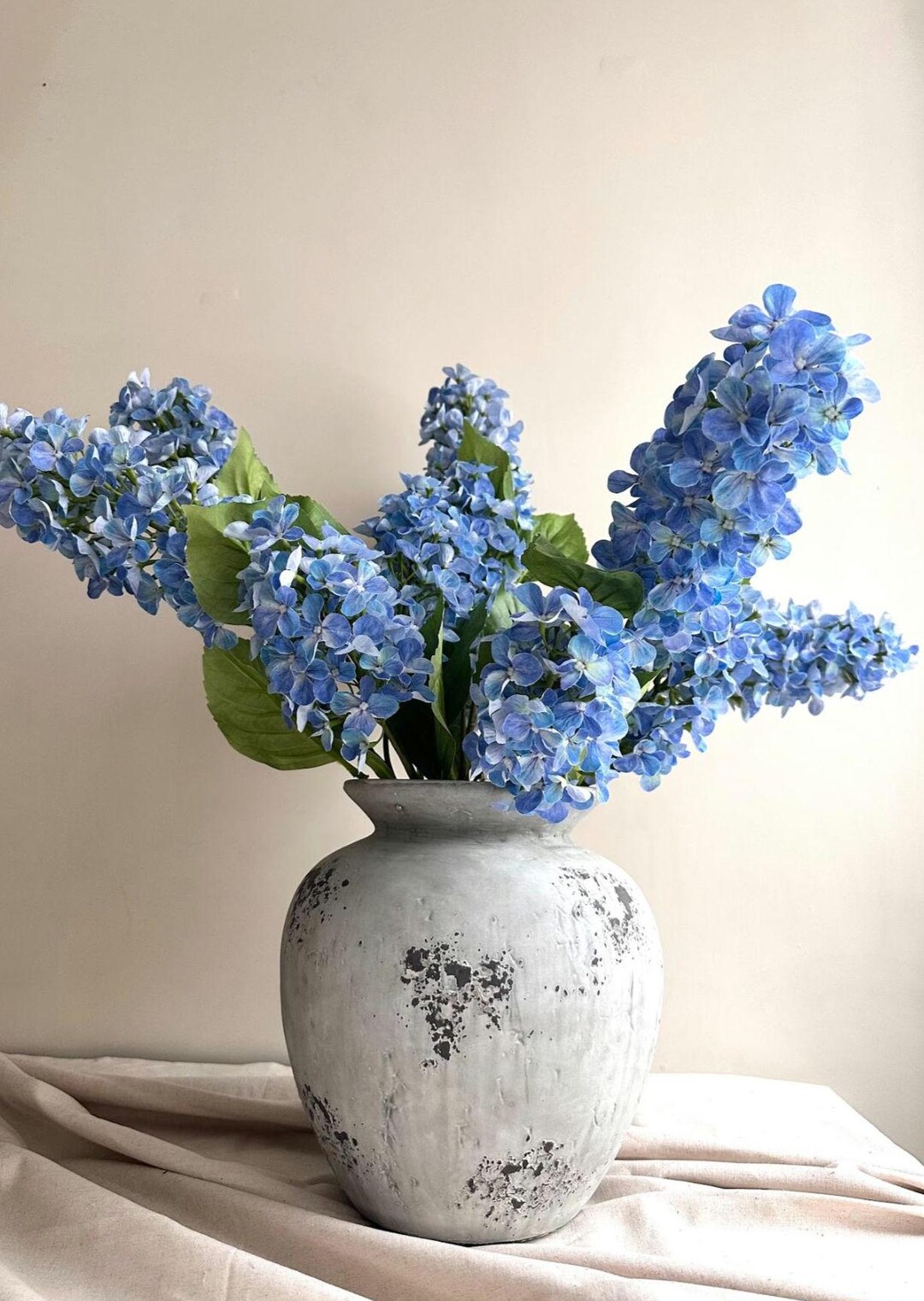 Two Head Blue Hydrangea X 6 Stems,blue Flower,hydrangea Bouquet,faux ...