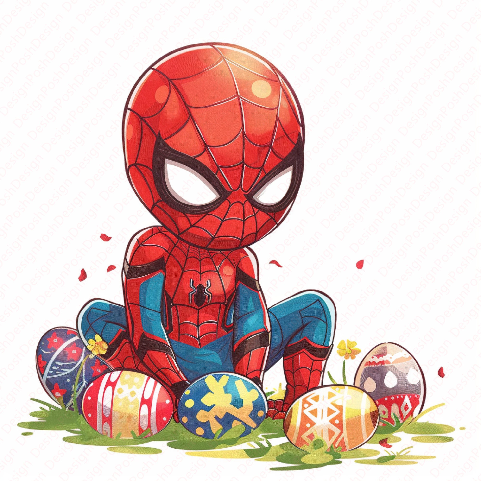 Spider-man Png, Cute Little Spider-man With His Easter Eggs,easter ...