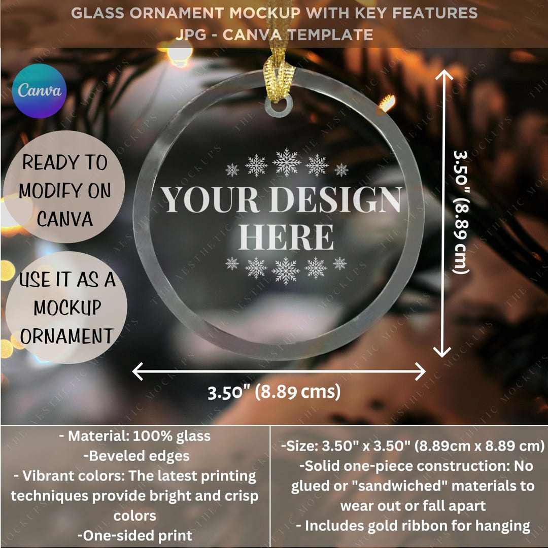 Glass Ornament Size Chart Mockup Canva Mockup Template Drag and Drop ...