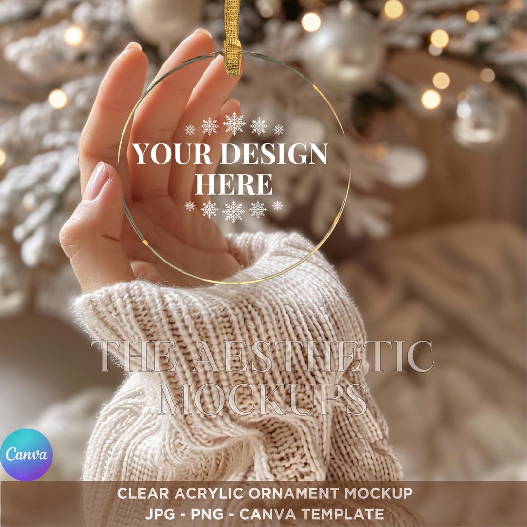 Clear Acrylic Ornament Mockup Canva Mock up Template Drag and Drop ...