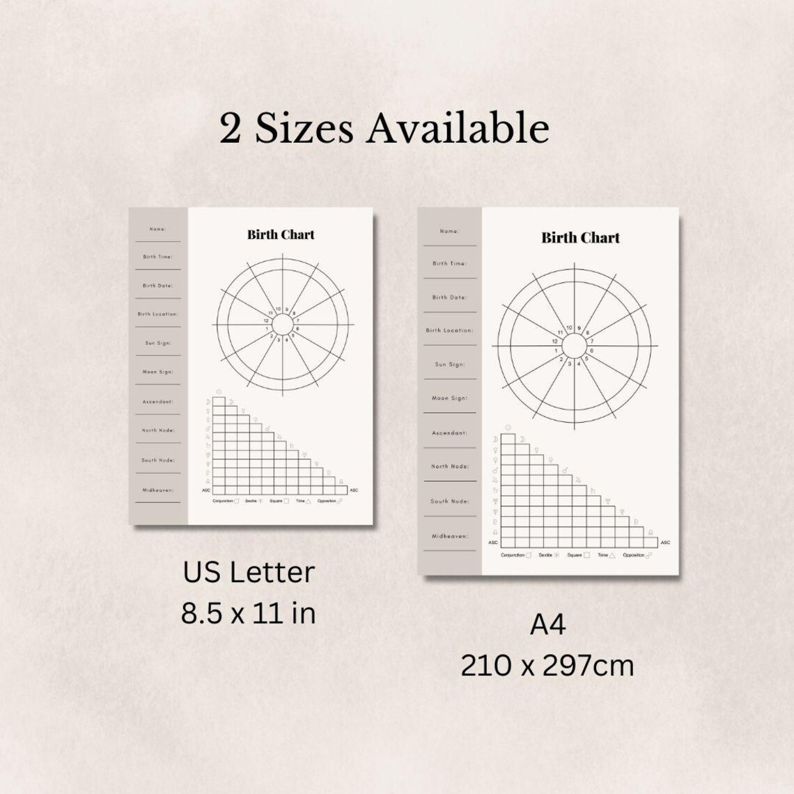 Blank Birth Chart | Natal Chart | Canva Template | Instant Download ...