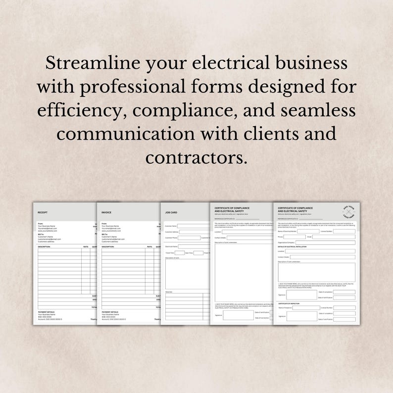 Electrical Business Form Bundle - Editable Canva Template Certificate ...