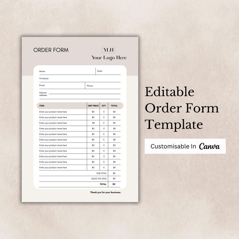 Business Forms Template Bundle Editable in Canva | Includes Order Form, Receipt, Invoice and ...