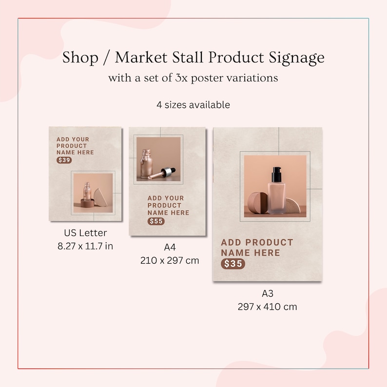 Product Posters Set of 3 Canva Template Digital Download Shop Store ...