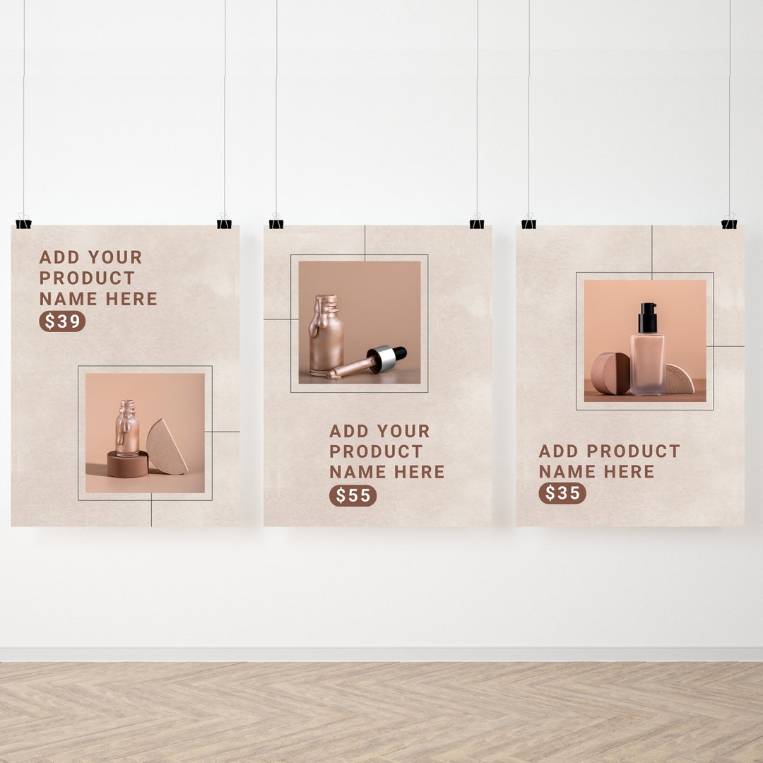 Product Posters Set of 3 Canva Template Digital Download Shop Store ...