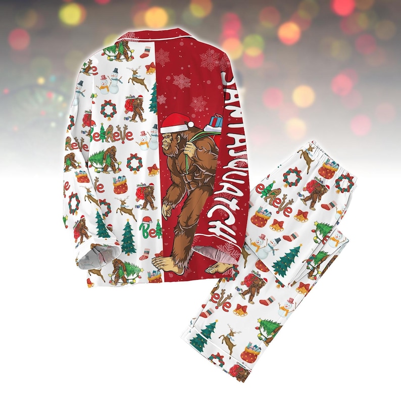 Santasquatch Christmas Pajamas, Sasquatch Matching Family Pjs, Funny ...