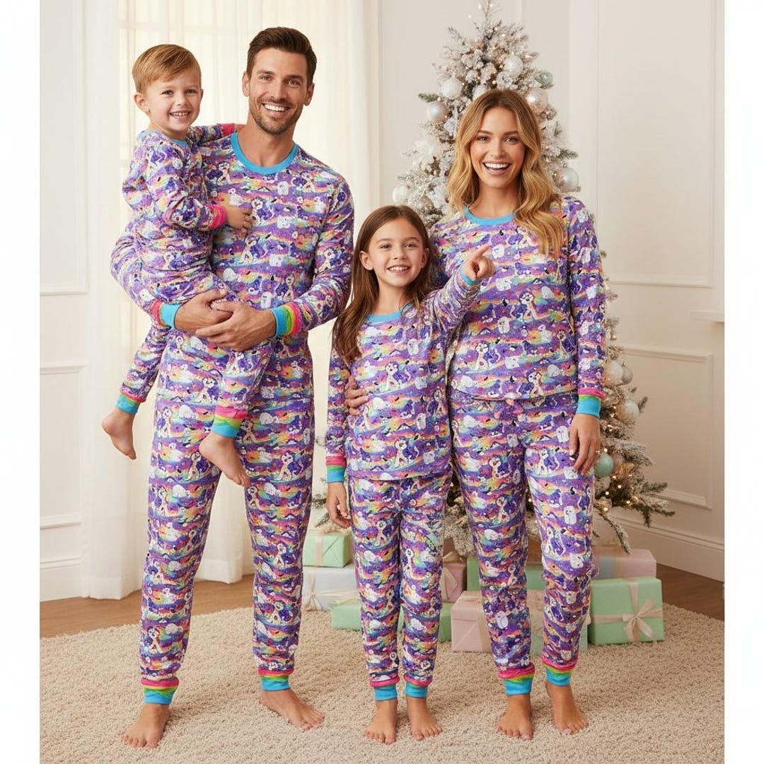 Unicorn Christmas Family Pajamas, Magical Unicorn Pajama Set, Colorful ...