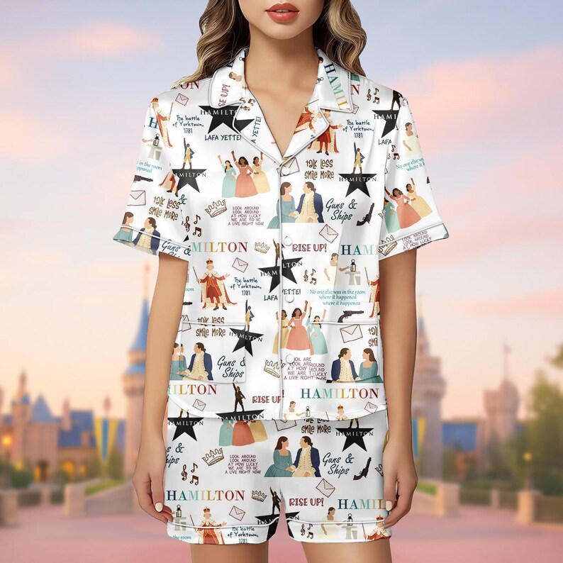 Hamilton Musical Short Satin Pajamas, Broadway Theater Pajamas, Musical ...