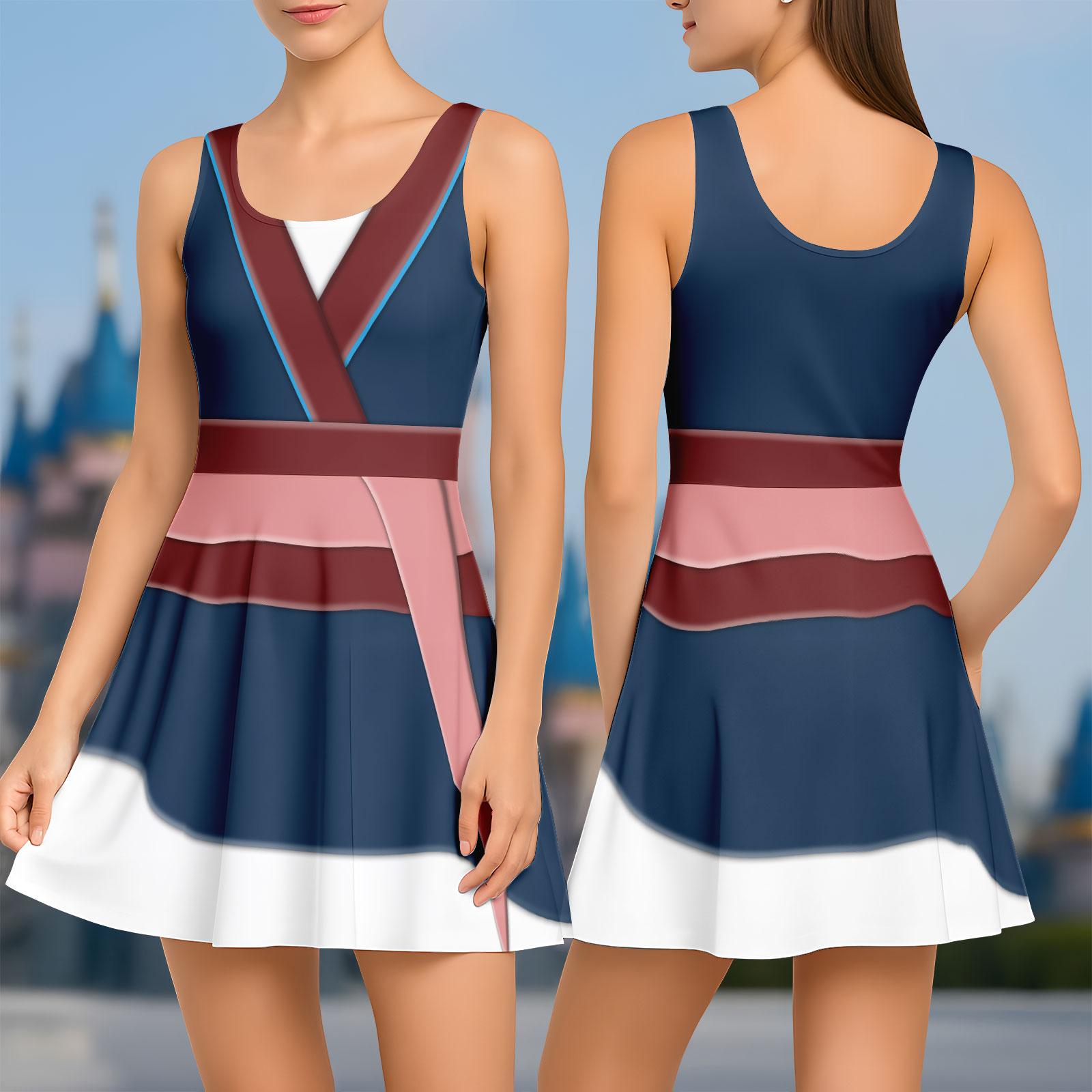 Mulan Costume Skater Dress, Warrior Princess Running Dress, Disneybound ...
