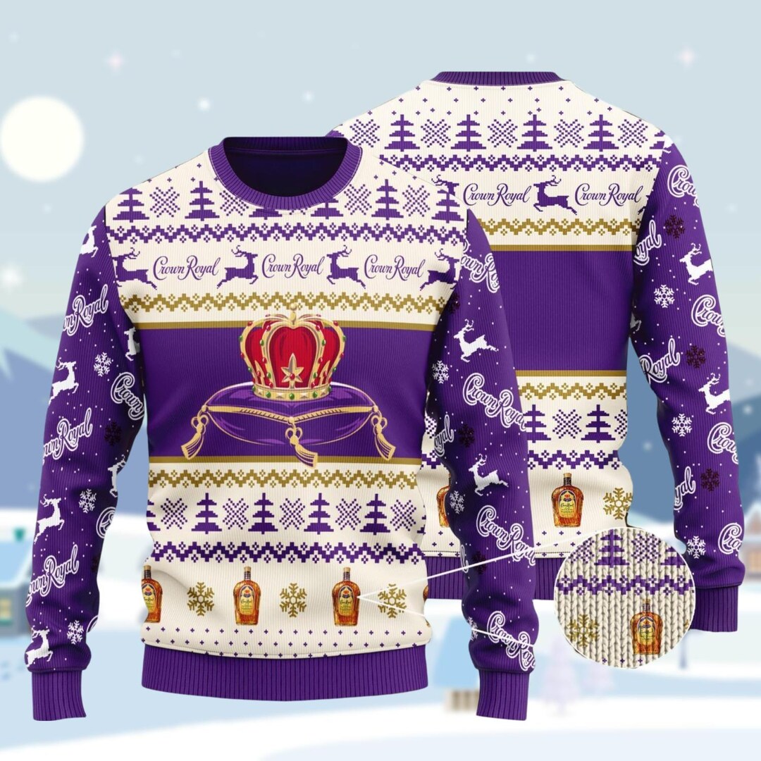 Crown Royal Sweater, Crown Royal Whiskey Ugly Sweater, Alcohol Xmas ...