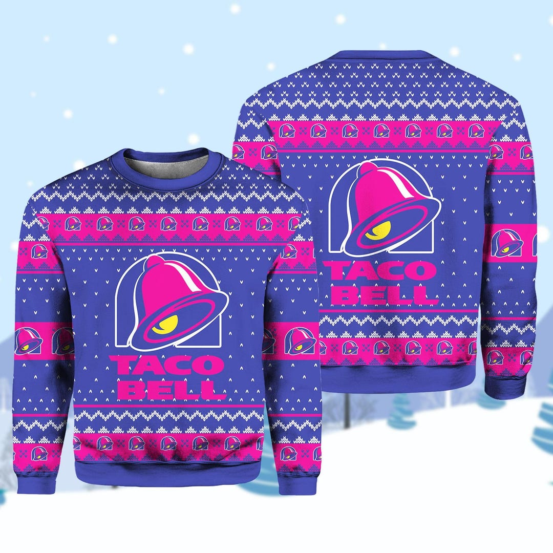 Taco Bell Ugly Sweater, Junk Food Christmas Sweater Funny, Fast Food ...