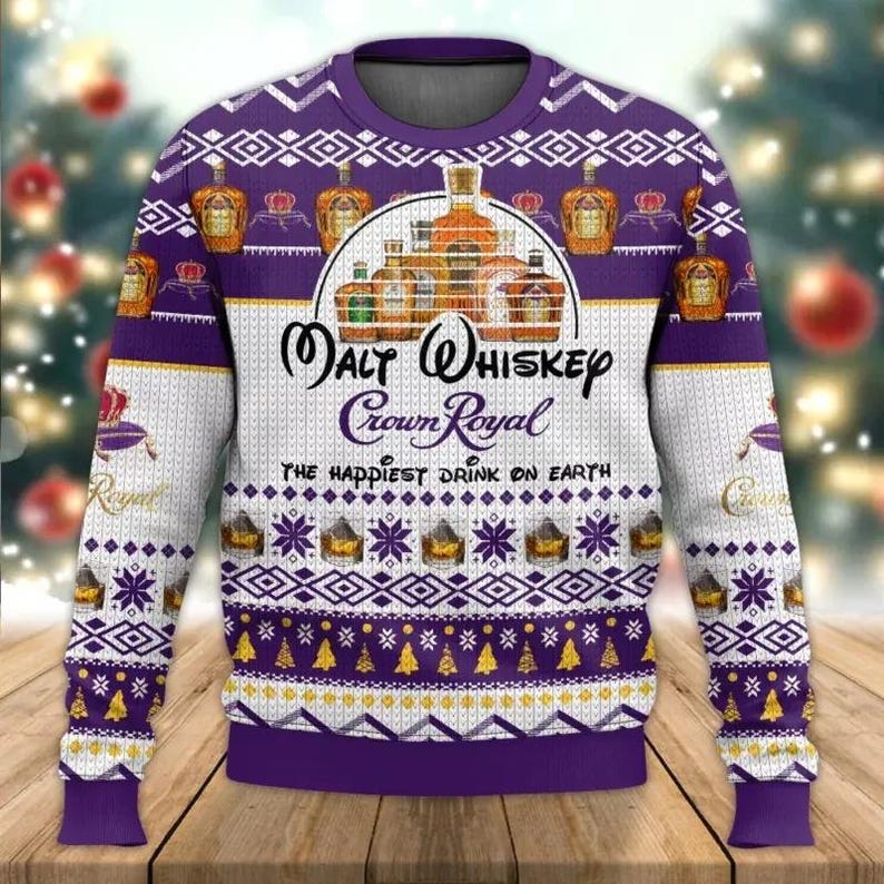 Crown Royal Ugly Sweater, Walt Whiskey Christmas Sweater, Wine ...