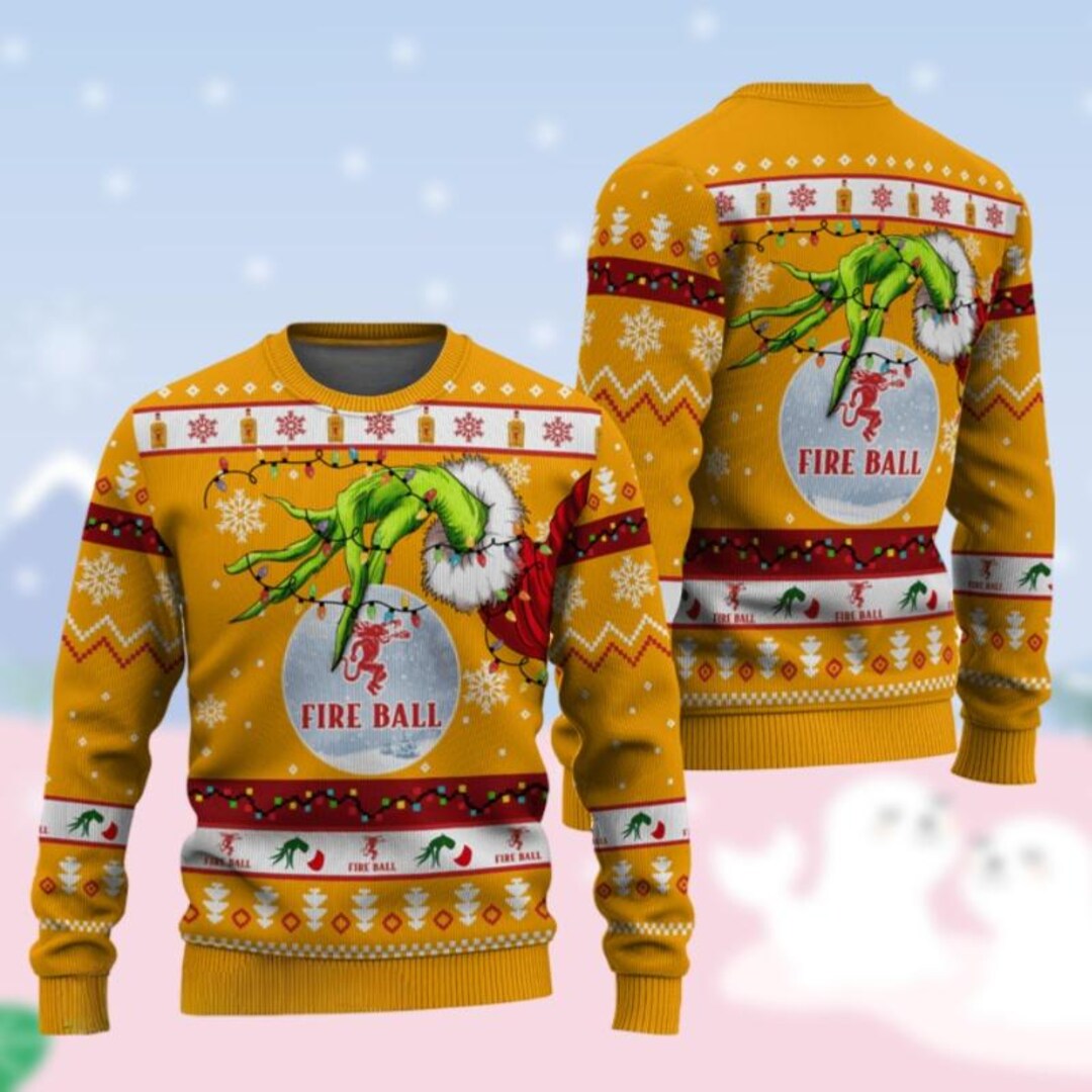 Fireball Whiskey Sweater, Alcohol Drinking Christmas Sweater, Whiskey ...