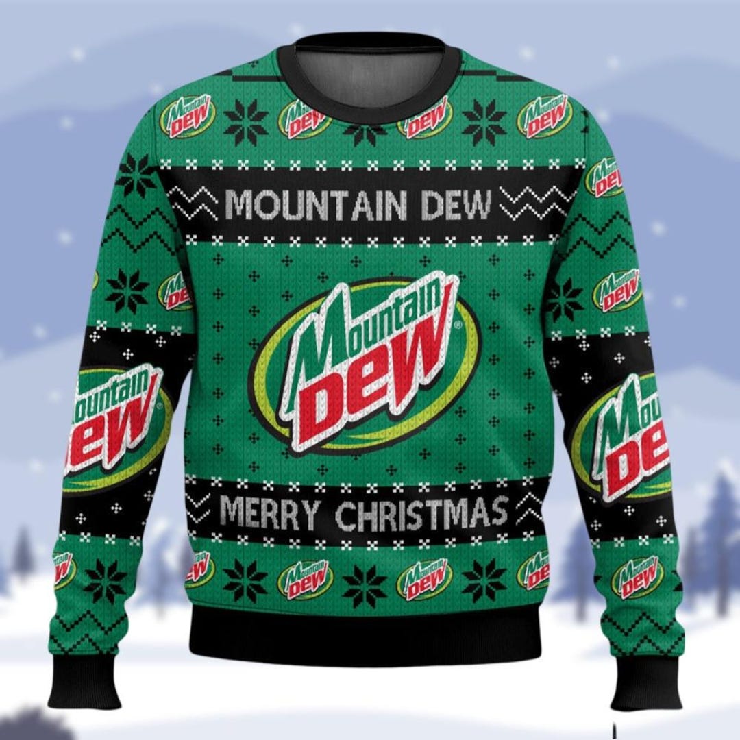 Mountain Dew Sweater, Mtn Dew Ugly Xmas Sweater, Mt Dew Soda Pop ...