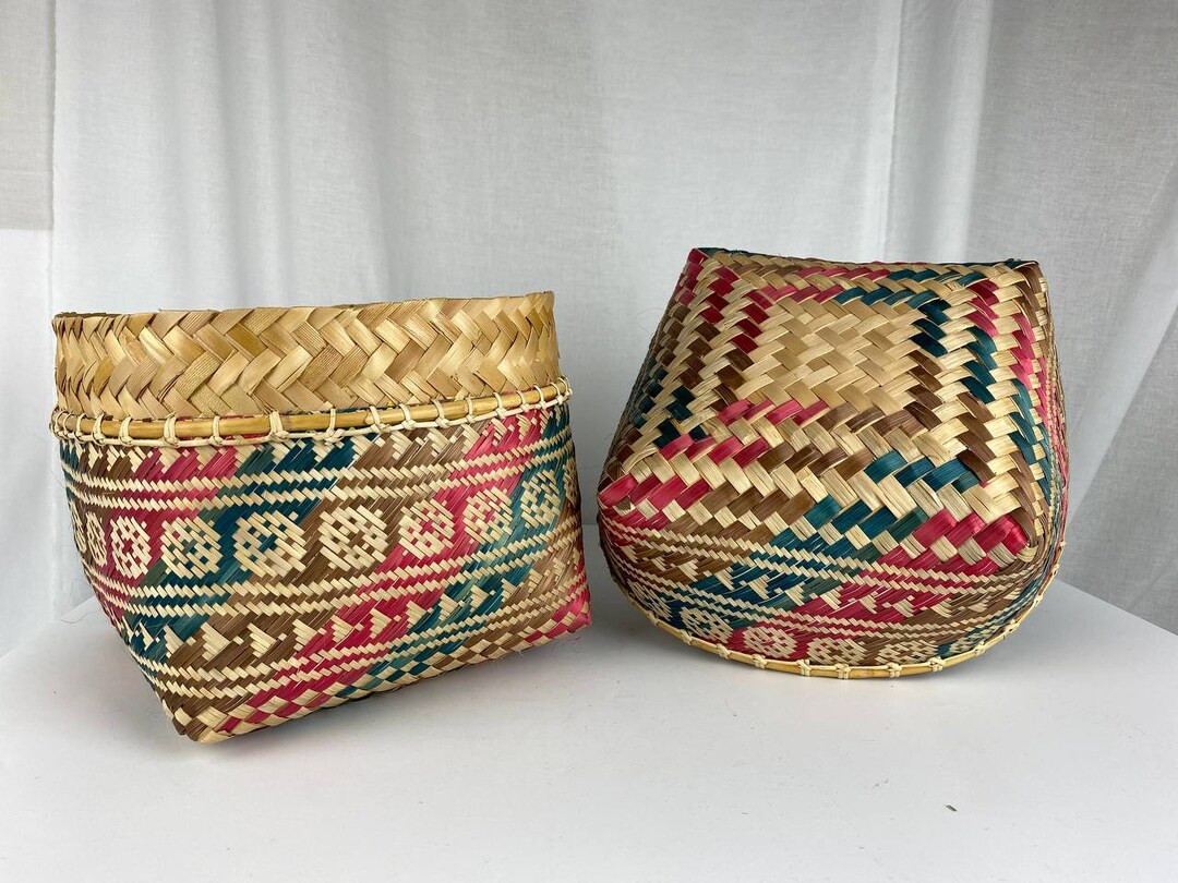 Bamboo Weave Box 169 Handwoven Basket With Lid Interior Decor Storage ...