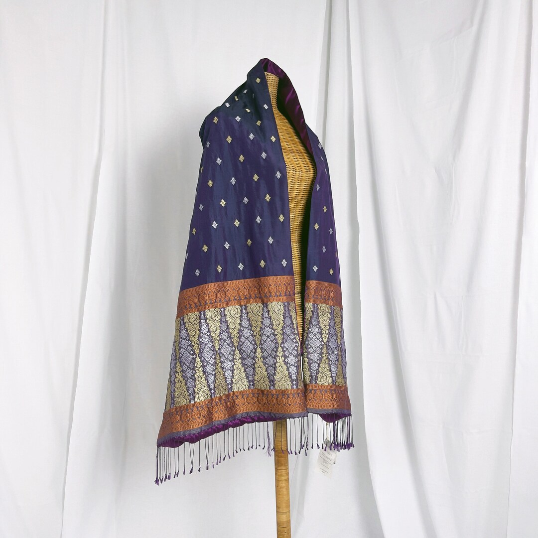 Indera Kayangan purple Handwoven Silk Songket Shawl Textile Art 75.8 ...
