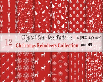 Digital Seamless Winter Pattern, Christmas Digital Paper, Holiday ...