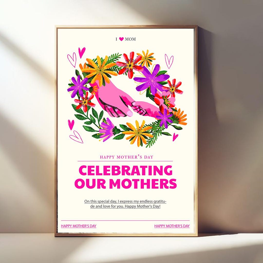Happy Mother's Day Poster, Mother's Day Celebration Decor, I Love You ...