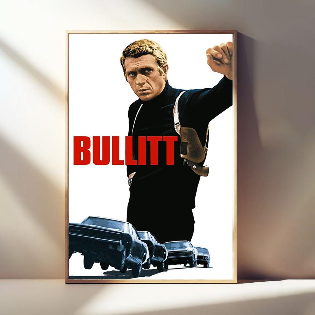 Bullitt Movie Poster, Classic Film, Room Decor Canvas Posters, Wall Art ...