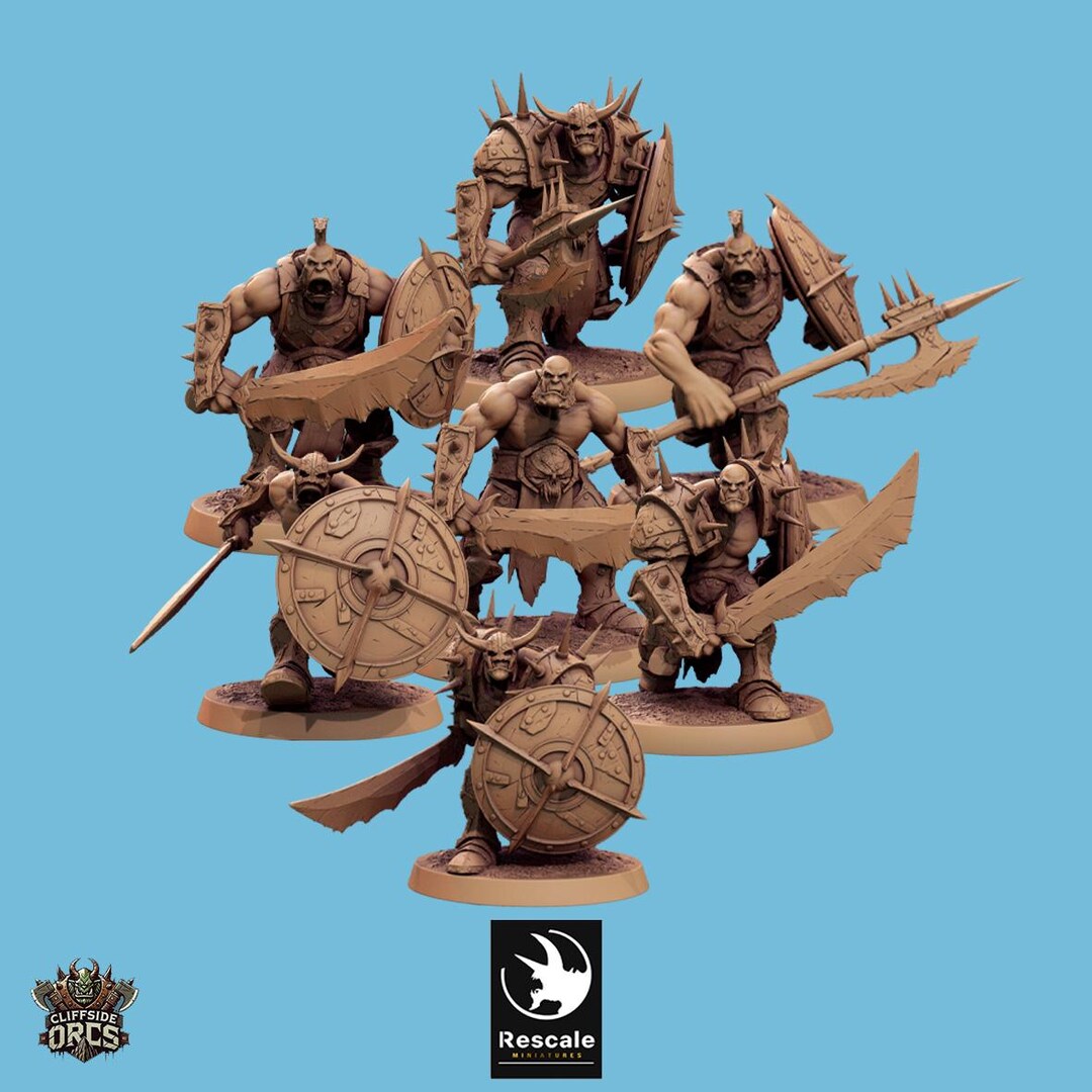 Infantry Orc - Set 3 - Spears and Swords - Lot of 7 Figurines - 28mm ...