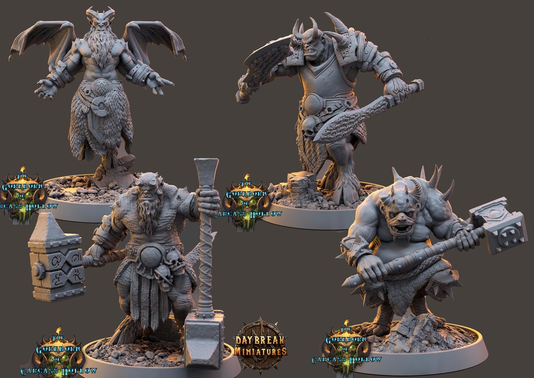 Demons Set 4 Lot of 4 Figurines 32mm Gray Resin Figurines to Paint - Etsy