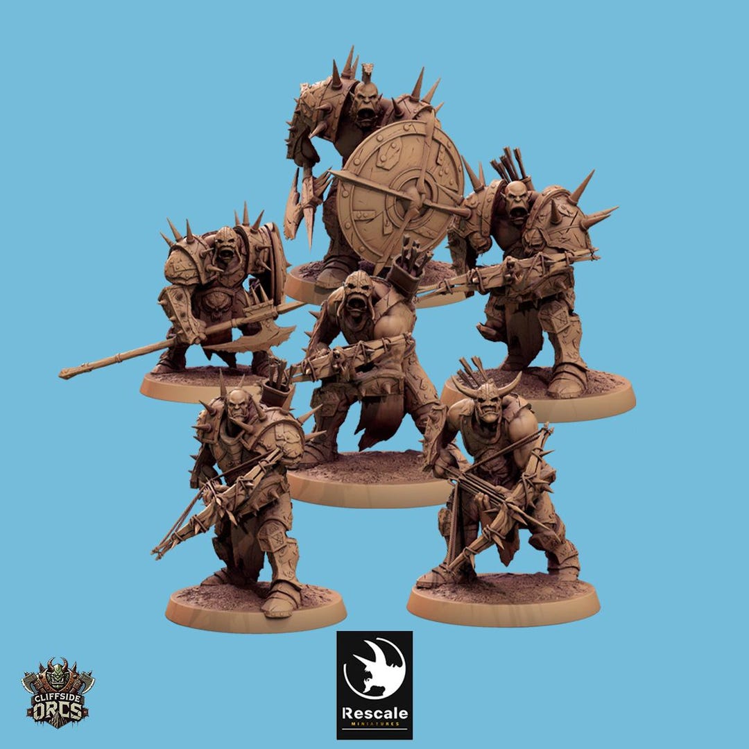 Infantry Orc - Set 1 - Crossbows and Spears - Set of 6 Figurines - 28mm ...