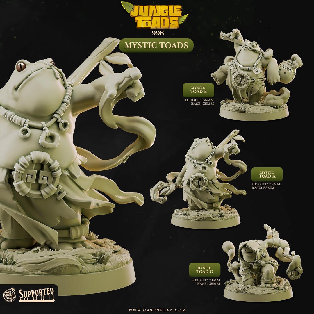 Mystic Toads - Set of 3 or Separate - 28mm or 32mm - Gray Resin ...