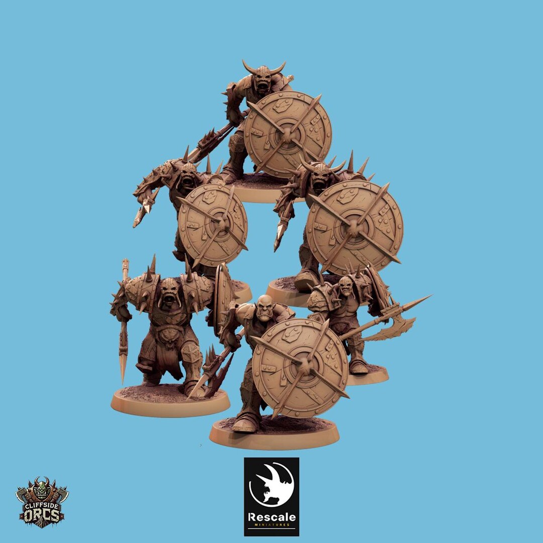 Infantry Orc - Set 2 - Spears and Shields - Set of 6 Figurines - 28mm ...