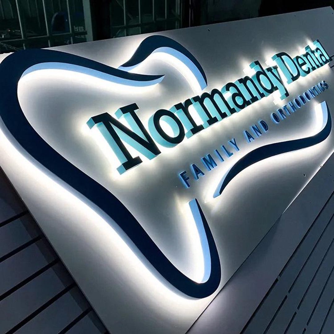 Custom 3D Backlit Letter Sign Business 3D Logo Sign Metal Led Channel ...