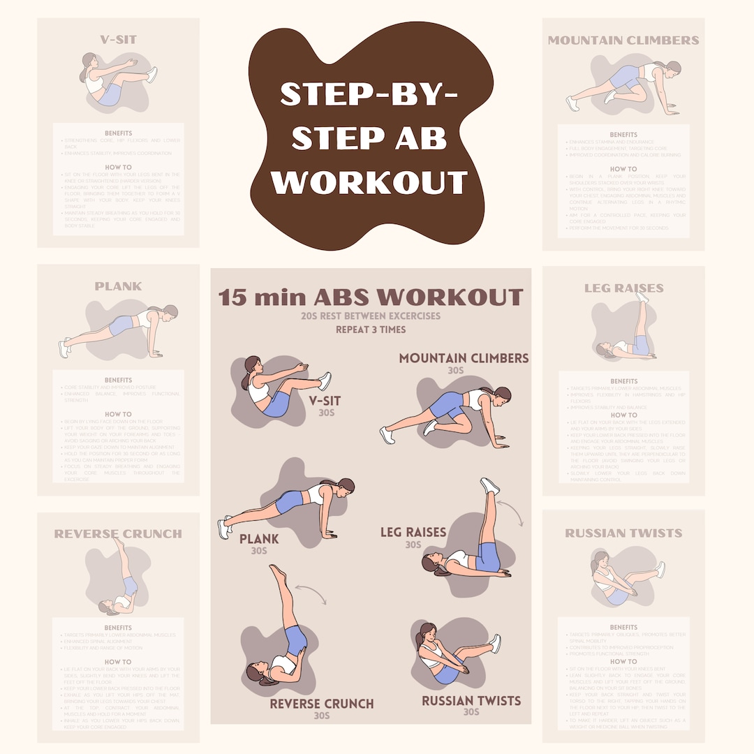 15 MIN AB WORKOUT Printable - Etsy
