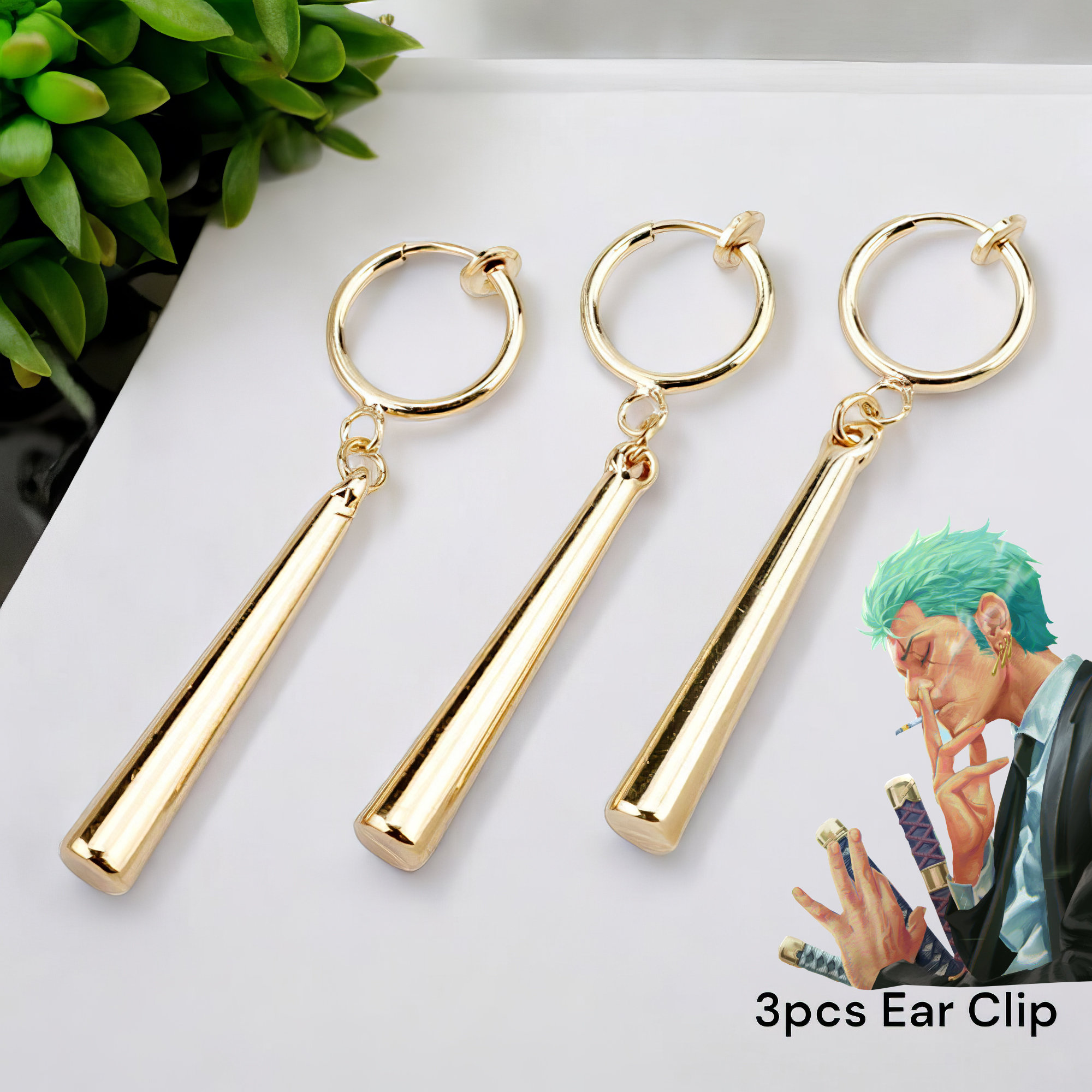 Zoro Cosplay Earrings Set | Unisex One Piece Anime Jewelry | Long ...