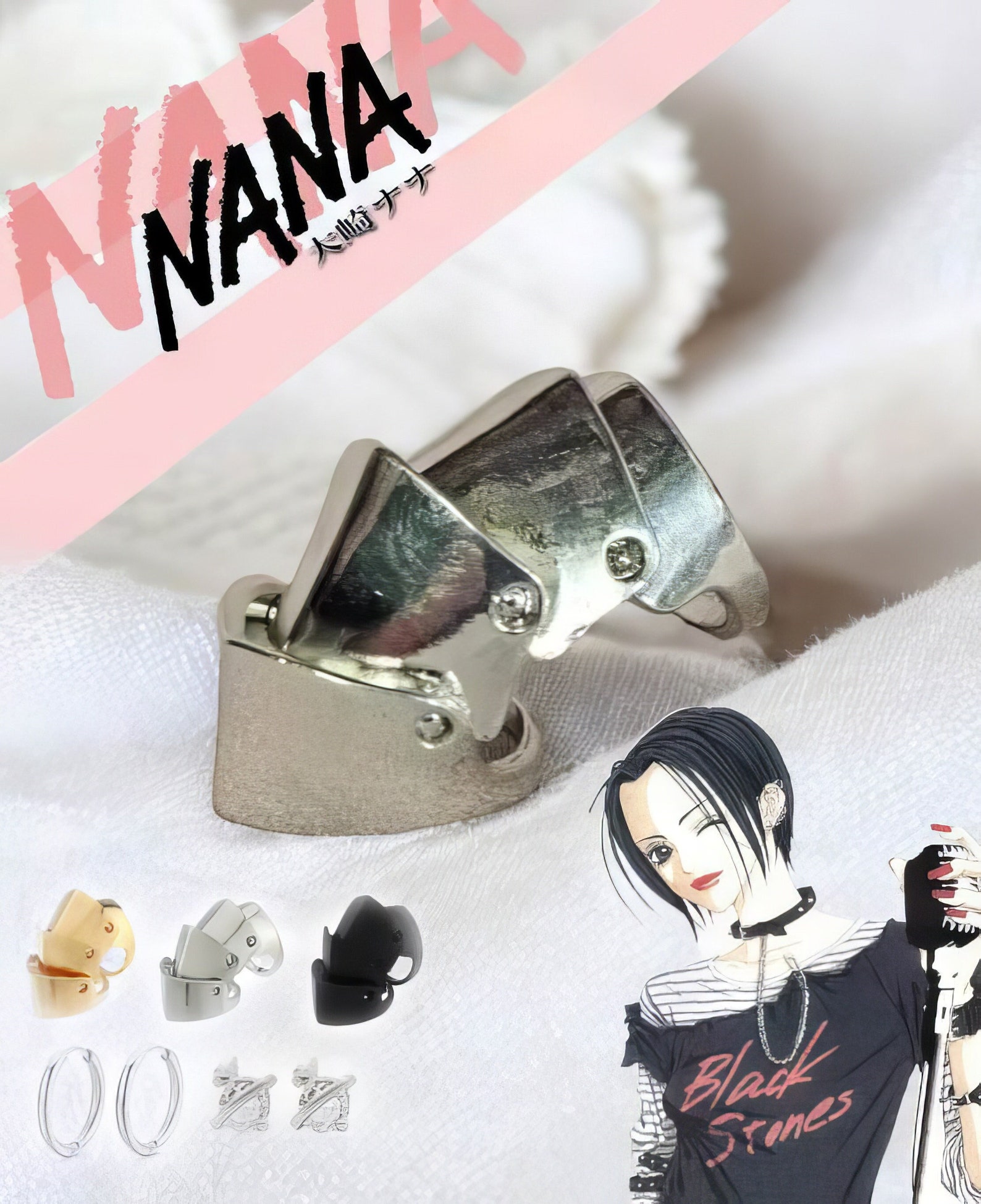 Anime Oosaki Nana Same Rings | Punk Gothic Rock Scroll Joint Armor ...