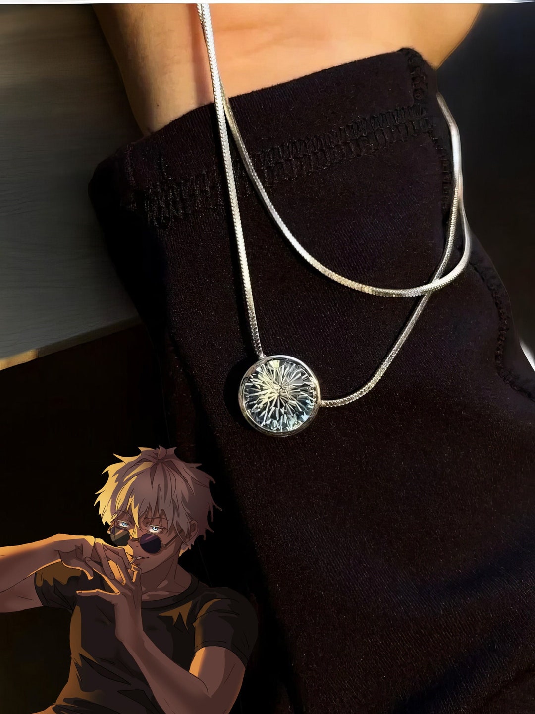 Gojo Satoru Jujutsu Kaisen Anime Necklace Mens & Womens Bilayer Chain ...