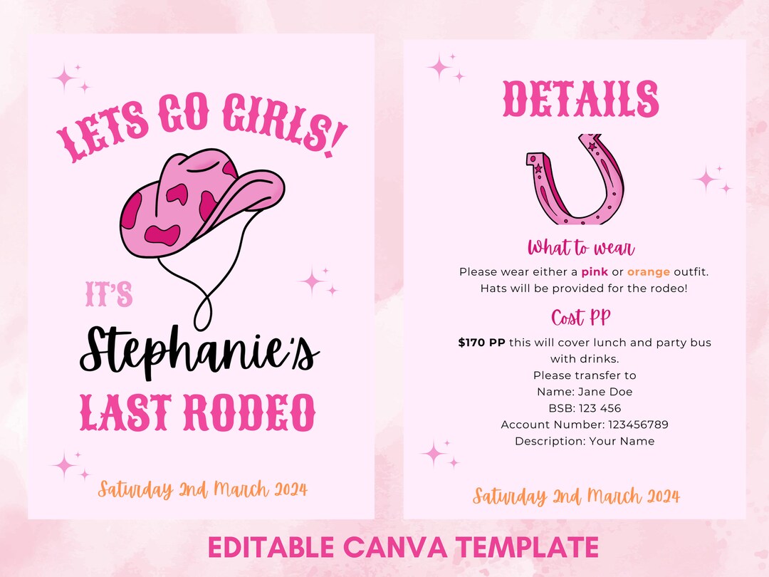 Last Rodeo Bachelorette Invitation & Itinerary Template, Last Rodeo ...