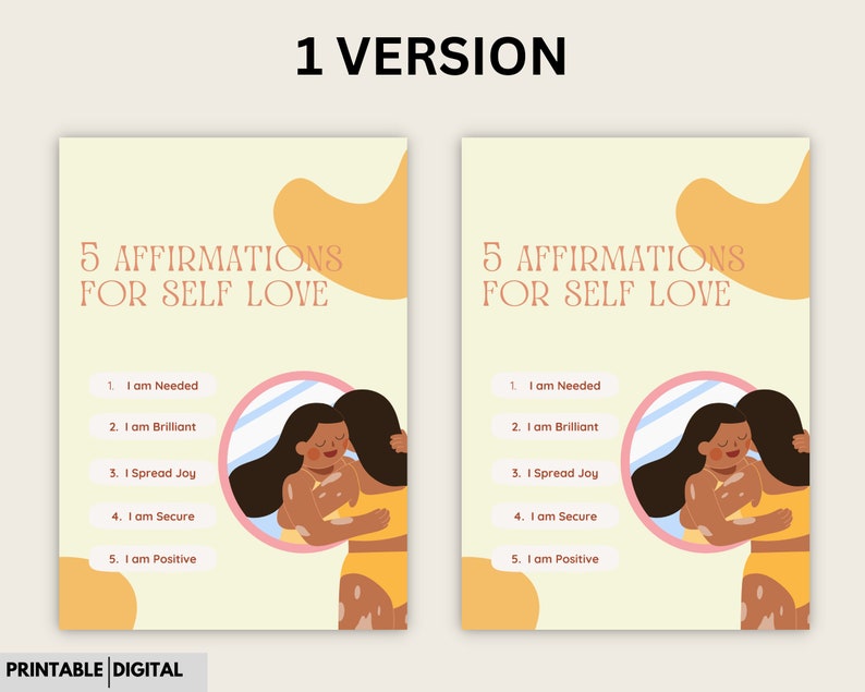 Self-love Affirmations Printable Art EDITABLE, Positive Affirmations ...