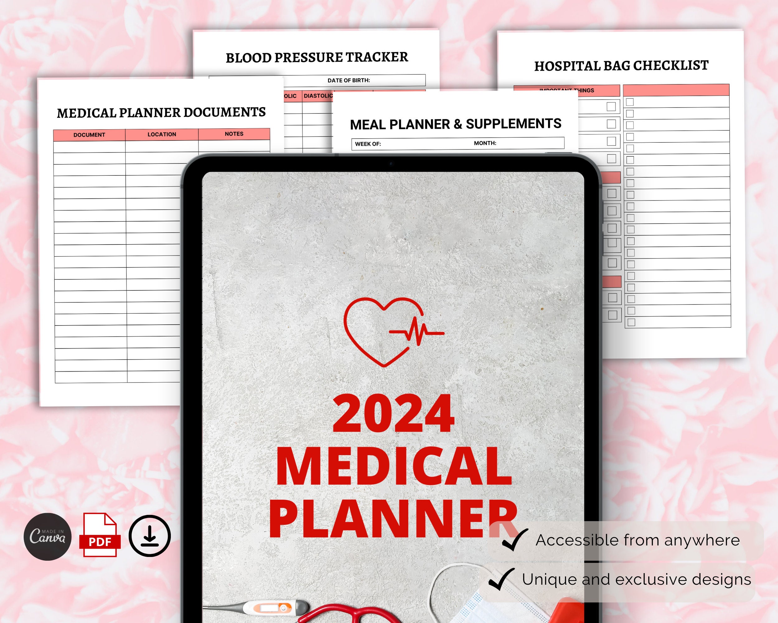 Medical Planner Tracker EDITABLE, Health Organizer, Doctor Appointment ...