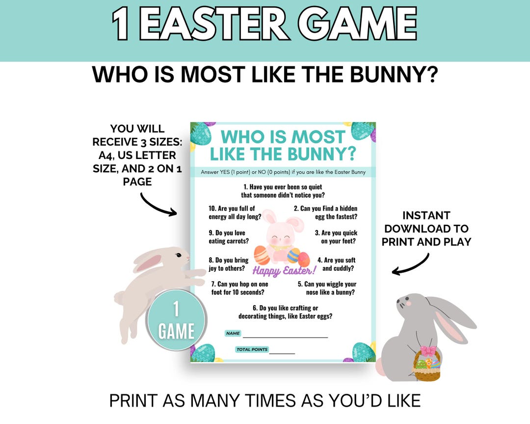 Who is Most Like the Easter Bunny?, Easter Games, Easter Kids Games ...