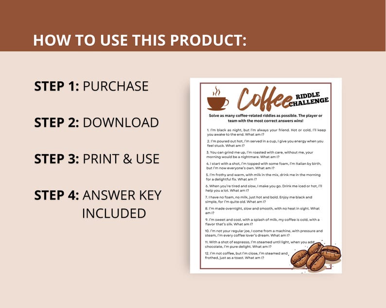 Coffee Game Bundle, Printable Coffee Games, Coffee Shop Games, Coffee ...